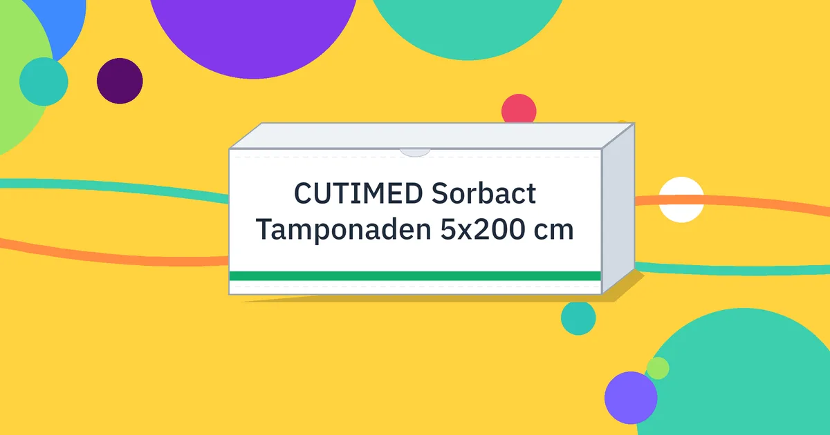 Symbolbild: Packung mit der Aufschrift CUTIMED Sorbact Tamponaden 5x200 cm (PZN 17451445) – Verfügbarkeit und Bezug in Apotheken in Frankfurt am Main