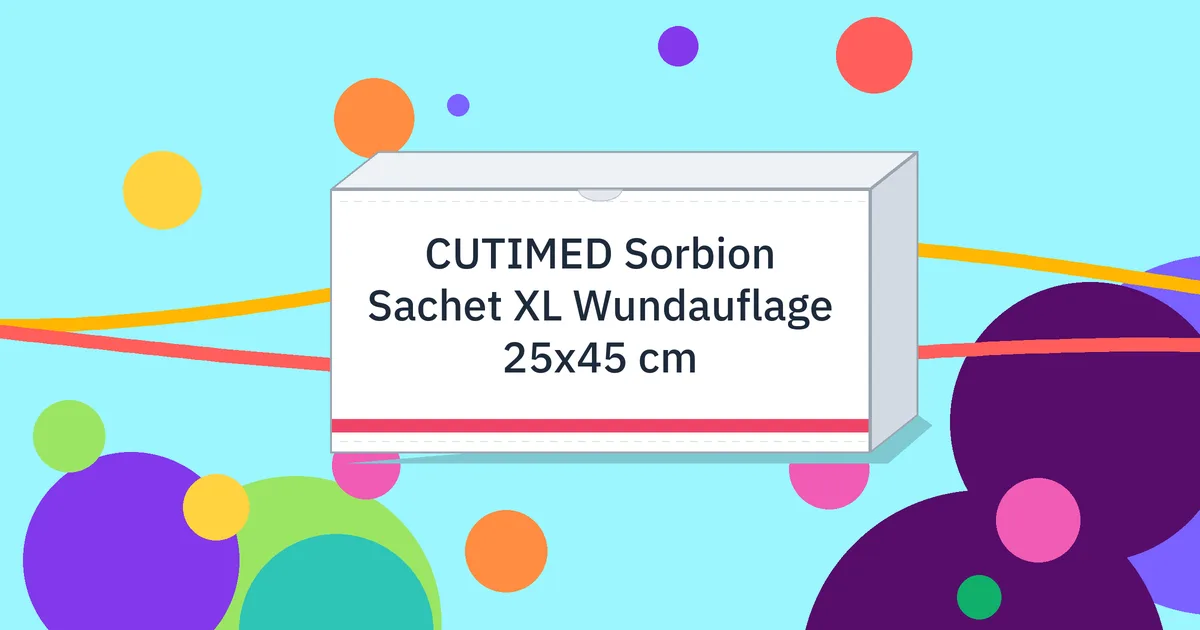 Symbolbild: Packung mit der Aufschrift CUTIMED Sorbion Sachet XL Wundauflage 25x45 cm (PZN 11361681) – Verfügbarkeit und Bezug in Apotheken in Frankfurt am Main