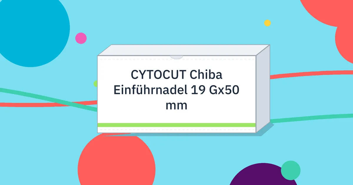 Symbolbild: Packung mit der Aufschrift CYTOCUT Chiba Einführnadel 19 Gx50 mm (PZN 16919231) – Verfügbarkeit und Bezug in Apotheken in Frankfurt am Main