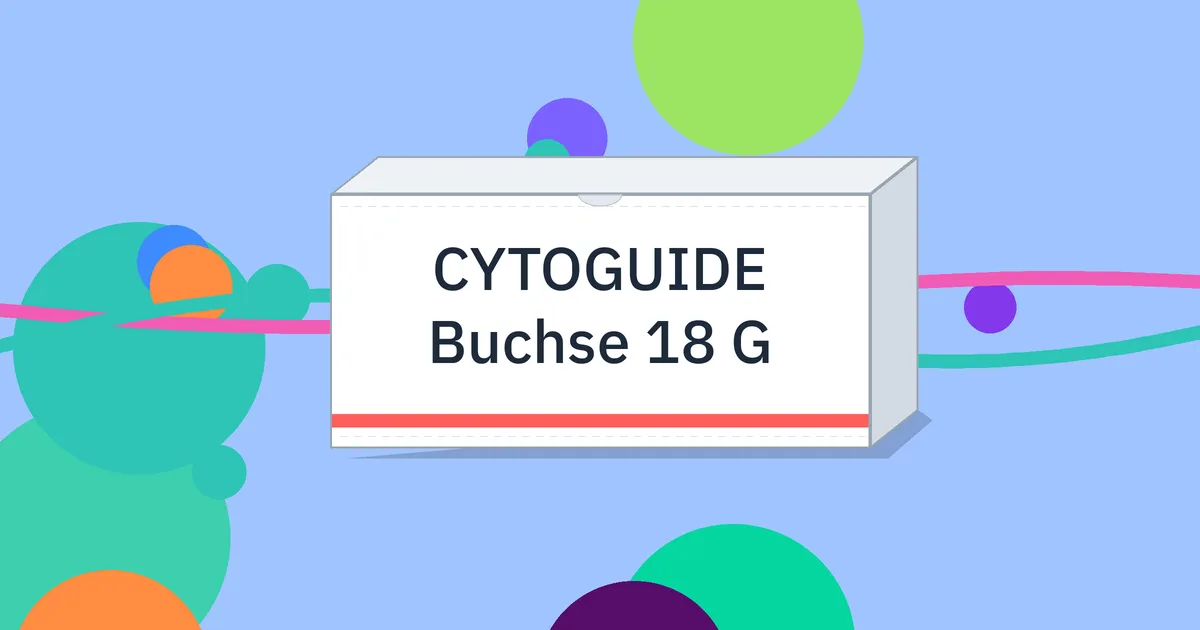 Symbolbild: Packung mit der Aufschrift CYTOGUIDE Buchse 18 G (PZN 03484760) – Verfügbarkeit und Bezug in Apotheken in Frankfurt am Main