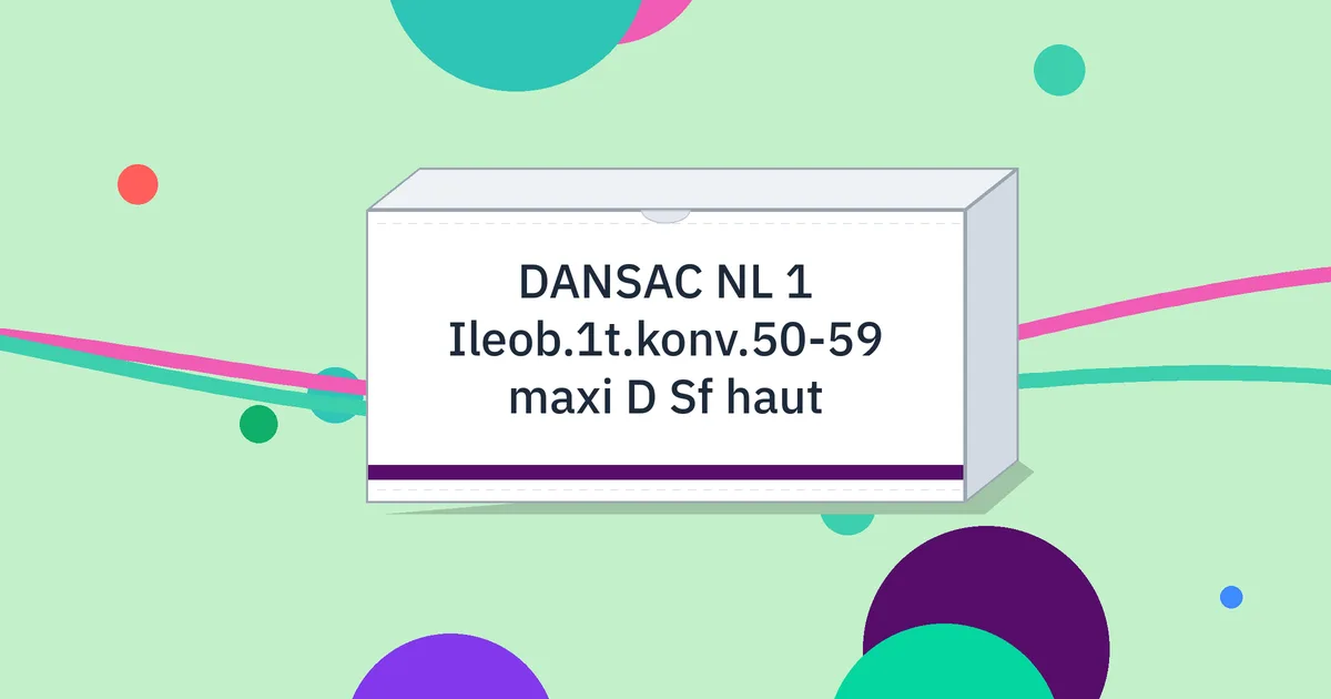 Symbolbild: Packung mit der Aufschrift DANSAC NL 1 Ileob.1t.konv.50-59 maxi D Sf haut (PZN 10946020) – Verfügbarkeit und Bezug in Apotheken in Frankfurt am Main