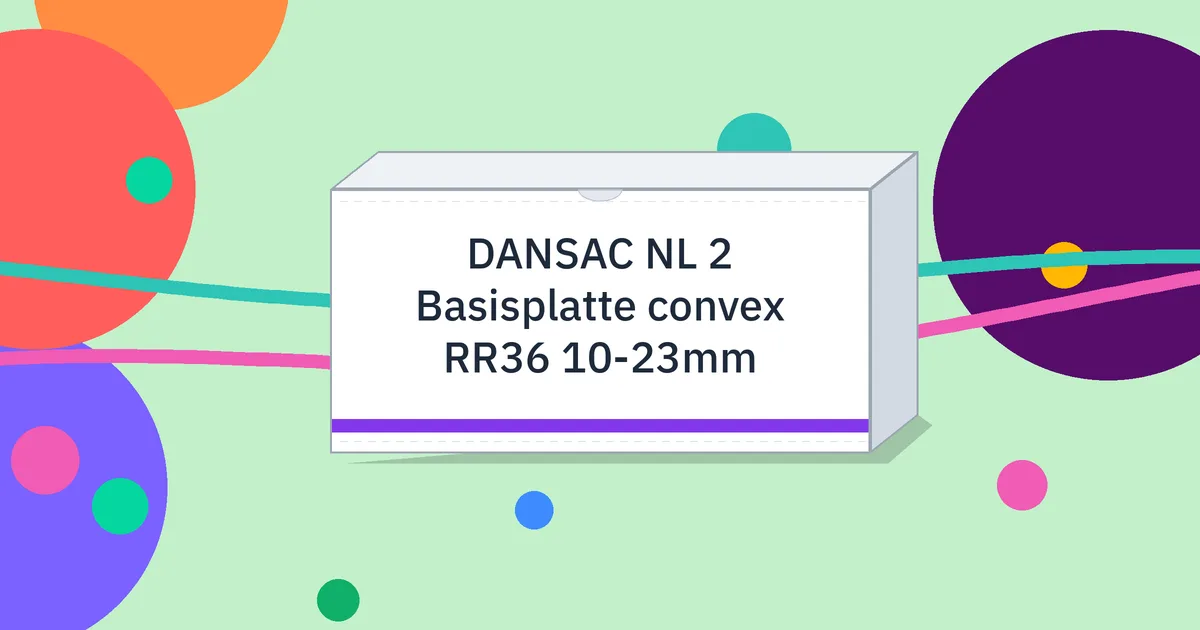 Symbolbild: Packung mit der Aufschrift DANSAC NL 2 Basisplatte convex RR36 10-23mm (PZN 09427705) – Verfügbarkeit und Bezug in Apotheken in Frankfurt am Main