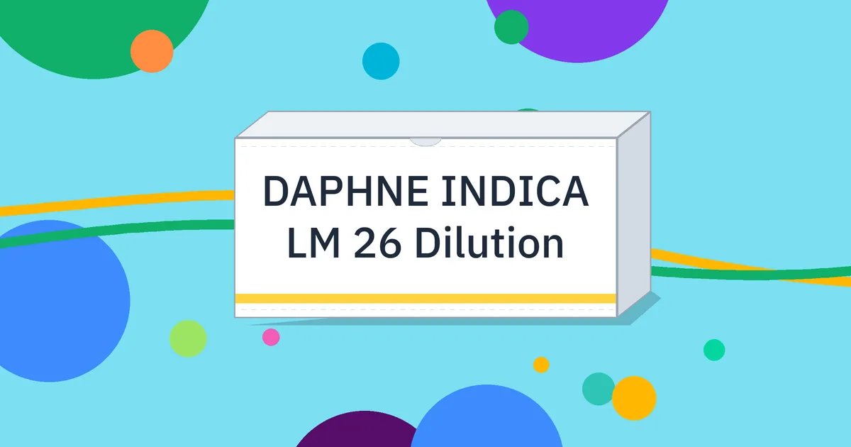 Symbolbild: Packung mit der Aufschrift DAPHNE INDICA LM 26 Dilution (PZN 13461642) – Verfügbarkeit und Bezug in Apotheken in Frankfurt am Main