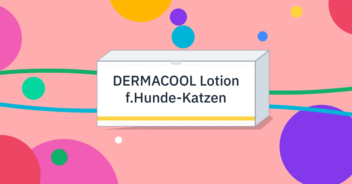 Symbolbild: Packung mit der Aufschrift DERMACOOL Lotion f.Hunde-Katzen (PZN 18784120) – Verfügbarkeit und Bezug in Apotheken in Frankfurt am Main