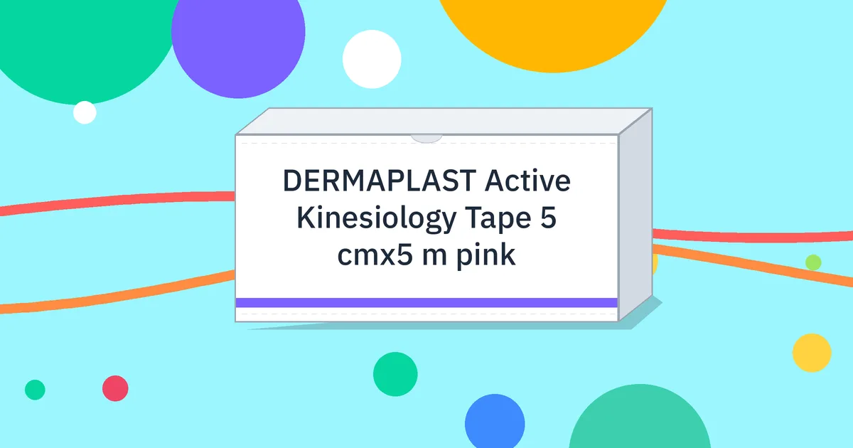 Symbolbild: Packung mit der Aufschrift DERMAPLAST Active Kinesiology Tape 5 cmx5 m pink (PZN 19453690) – Verfügbarkeit und Bezug in Apotheken in Frankfurt am Main