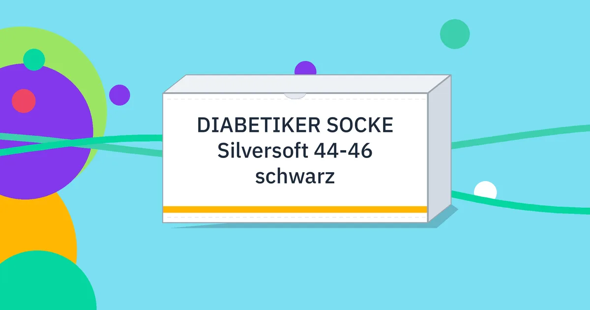 Symbolbild: Packung mit der Aufschrift DIABETIKER SOCKE Silversoft 44-46 schwarz (PZN 01832702) – Verfügbarkeit und Bezug in Apotheken in Frankfurt am Main