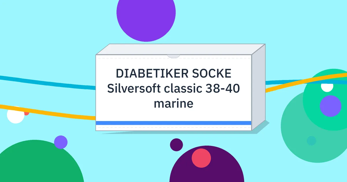 Symbolbild: Packung mit der Aufschrift DIABETIKER SOCKE Silversoft classic 38-40 marine (PZN 11124662) – Verfügbarkeit und Bezug in Apotheken in Frankfurt am Main