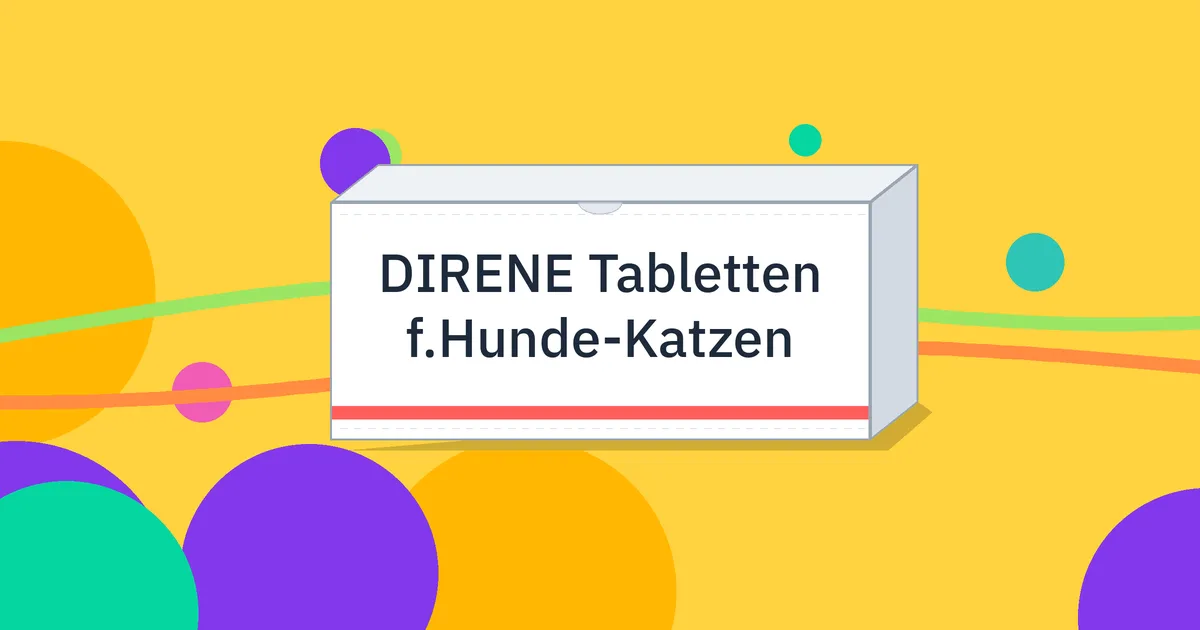 Symbolbild: Packung mit der Aufschrift DIRENE Tabletten f.Hunde-Katzen (PZN 17441435) – Verfügbarkeit und Bezug in Apotheken in Frankfurt am Main