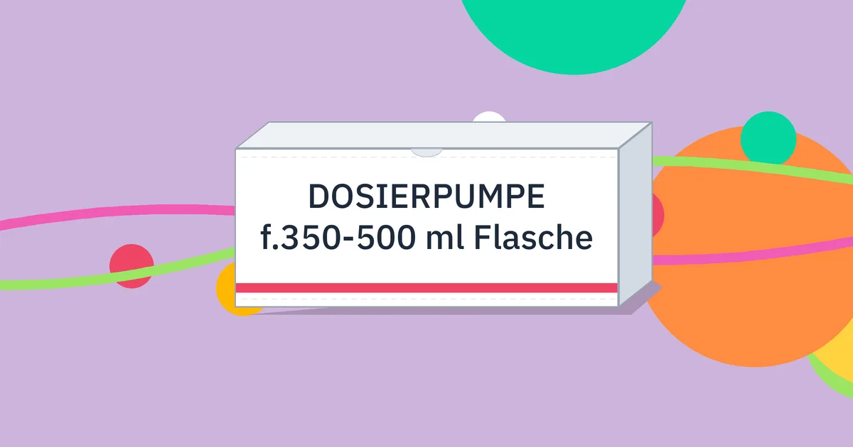 Symbolbild: Packung mit der Aufschrift DOSIERPUMPE f.350-500 ml Flasche (PZN 02071961) – Verfügbarkeit und Bezug in Apotheken in Frankfurt am Main