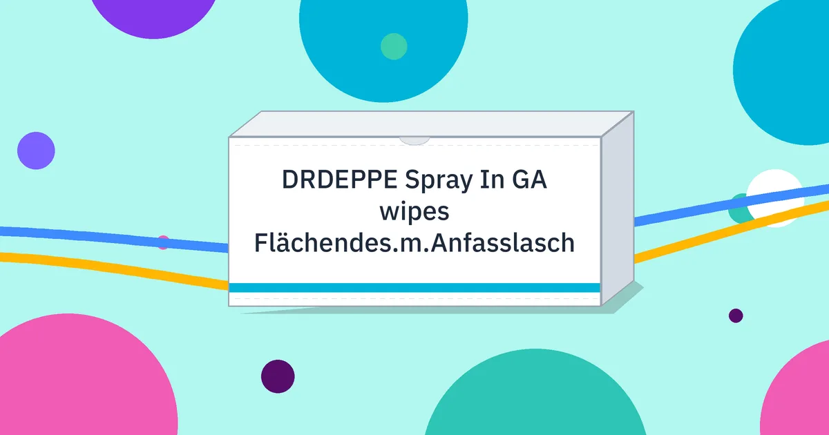Symbolbild: Packung mit der Aufschrift DRDEPPE Spray In GA wipes Flächendes.m.Anfasslasch (PZN 19892751) – Verfügbarkeit und Bezug in Apotheken in Frankfurt am Main