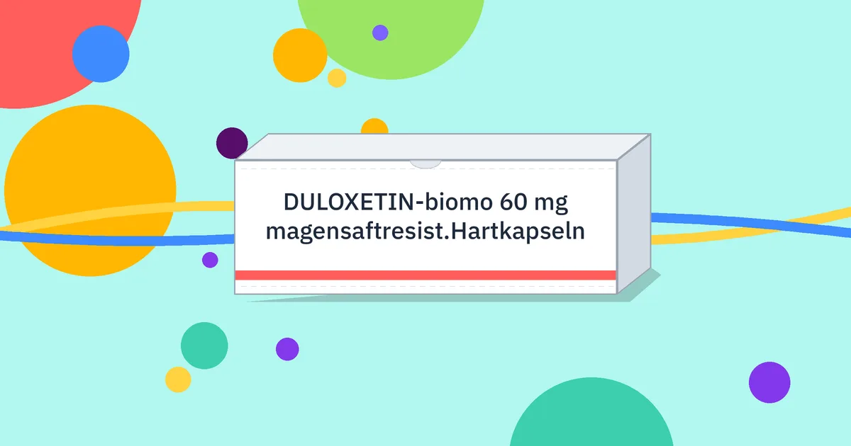 Symbolbild: Packung mit der Aufschrift DULOXETIN-biomo 60 mg magensaftresist.Hartkapseln (PZN 11154999) – Verfügbarkeit und Bezug in Apotheken in Frankfurt am Main