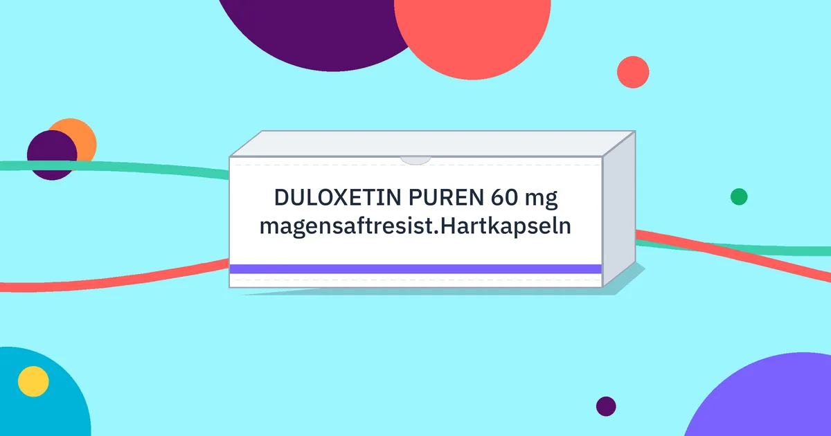 Symbolbild: Packung mit der Aufschrift DULOXETIN PUREN 60 mg magensaftresist.Hartkapseln (PZN 11175961) – Verfügbarkeit und Bezug in Apotheken in Frankfurt am Main