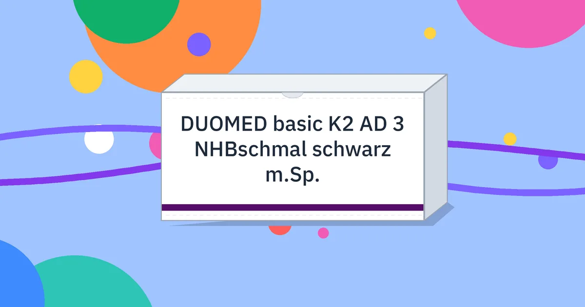 Symbolbild: Packung mit der Aufschrift DUOMED basic K2 AD 3 NHBschmal schwarz m.Sp. (PZN 20907216) – Verfügbarkeit und Bezug in Apotheken in Frankfurt am Main