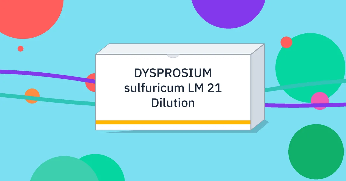 Symbolbild: Packung mit der Aufschrift DYSPROSIUM sulfuricum LM 21 Dilution (PZN 13468041) – Verfügbarkeit und Bezug in Apotheken in Frankfurt am Main