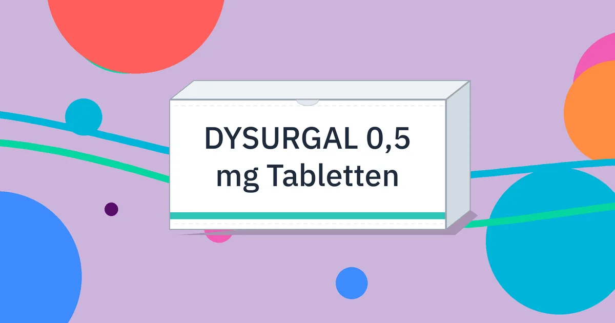 Symbolbild: Packung mit der Aufschrift DYSURGAL 0,5 mg Tabletten (PZN 03203442) – Verfügbarkeit und Bezug in Apotheken in Frankfurt am Main