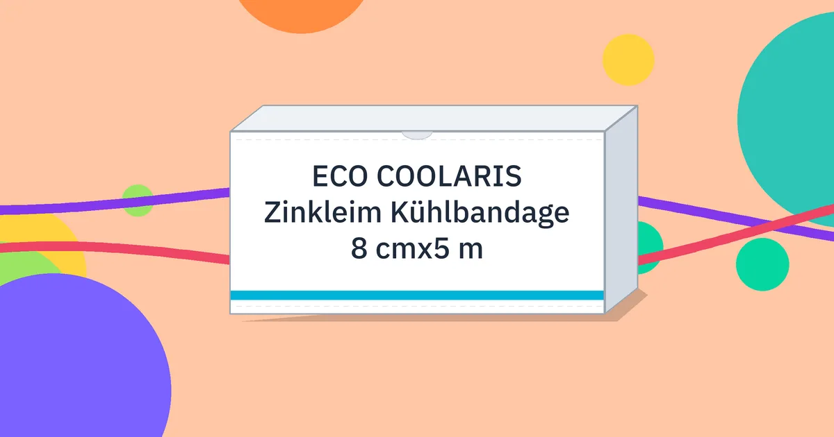 Symbolbild: Packung mit der Aufschrift ECO COOLARIS Zinkleim Kühlbandage 8 cmx5 m (PZN 10715846) – Verfügbarkeit und Bezug in Apotheken in Frankfurt am Main