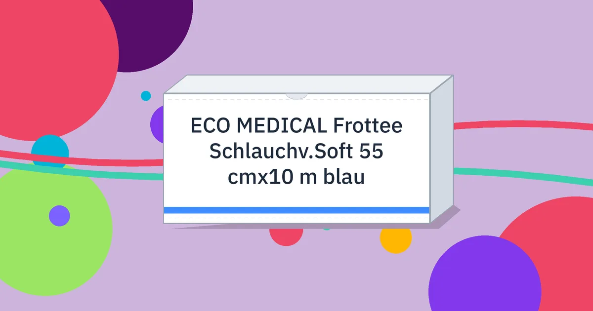Symbolbild: Packung mit der Aufschrift ECO MEDICAL Frottee Schlauchv.Soft 55 cmx10 m blau (PZN 00881029) – Verfügbarkeit und Bezug in Apotheken in Frankfurt am Main