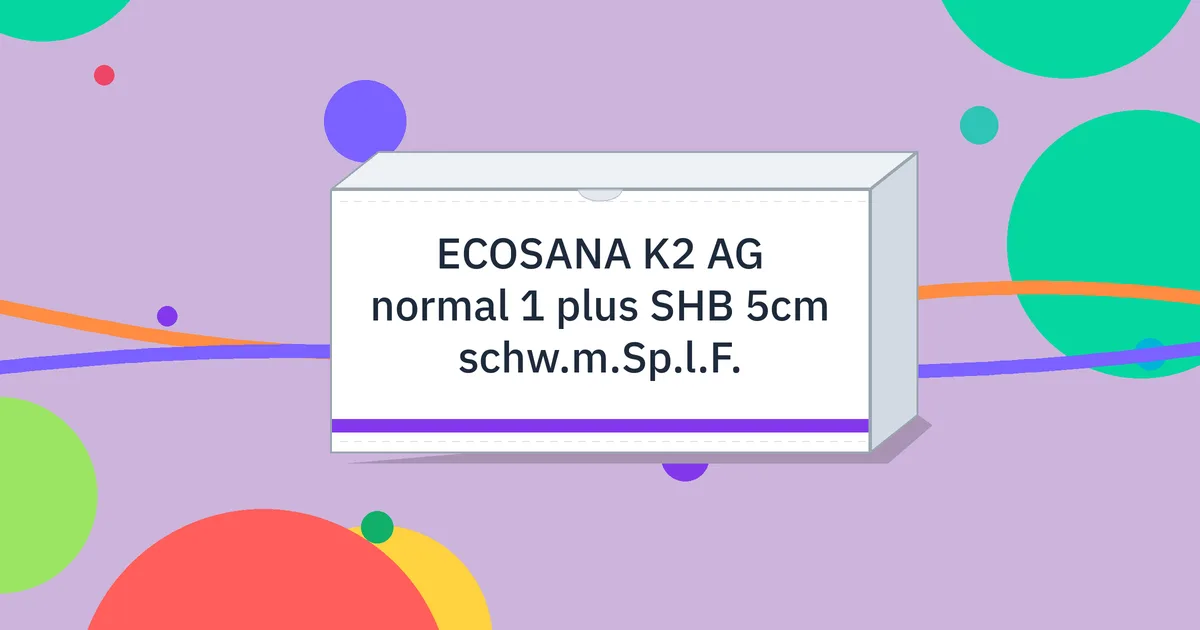 Symbolbild: Packung mit der Aufschrift ECOSANA K2 AG normal 1 plus SHB 5cm schw.m.Sp.l.F. (PZN 10957383) – Verfügbarkeit und Bezug in Apotheken in Frankfurt am Main
