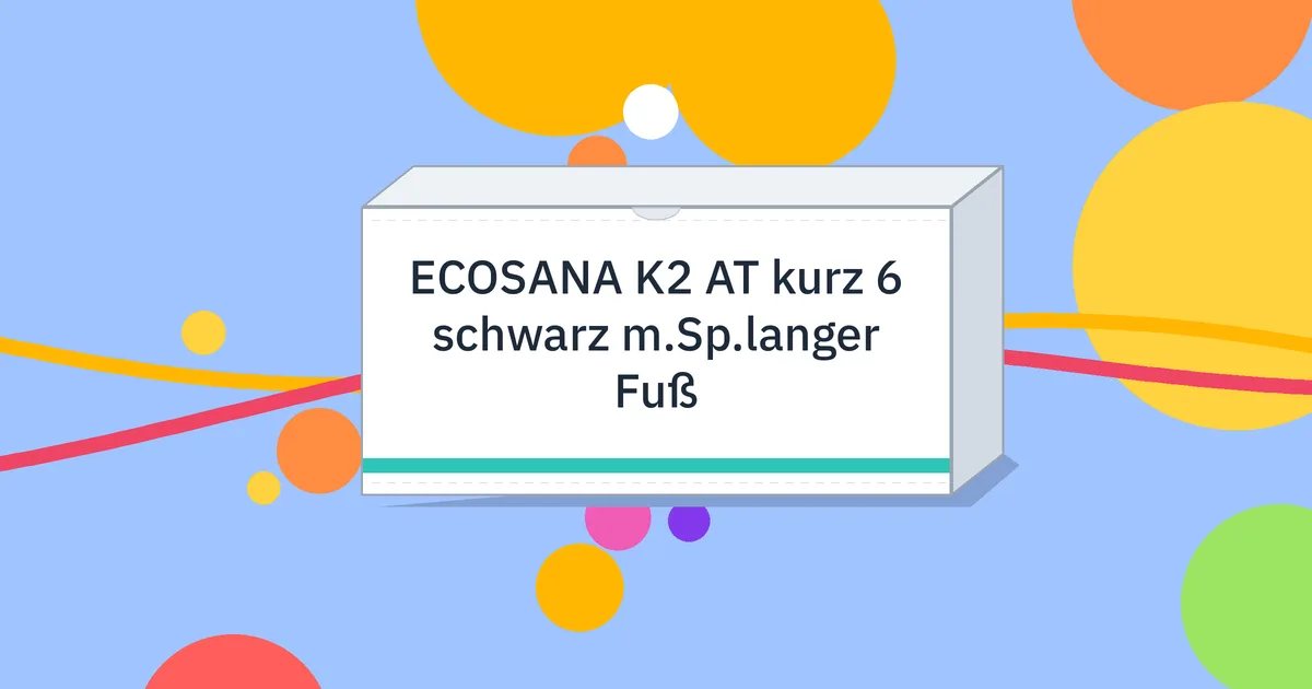 Symbolbild: Packung mit der Aufschrift ECOSANA K2 AT kurz 6 schwarz m.Sp.langer Fuß (PZN 10954462) – Verfügbarkeit und Bezug in Apotheken in Frankfurt am Main