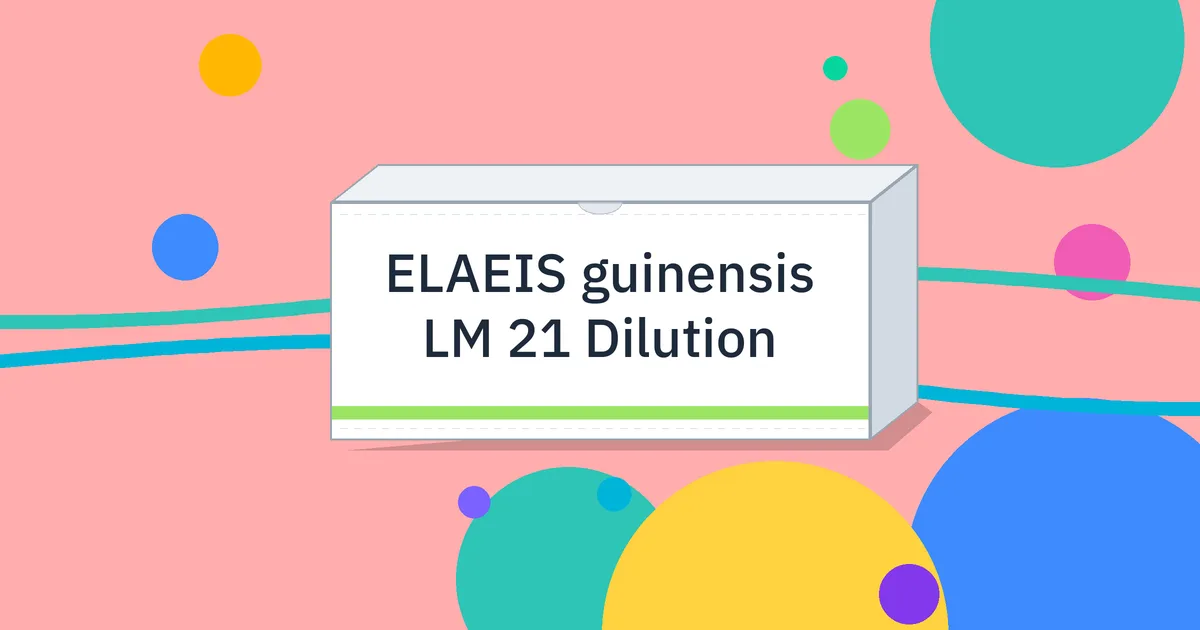 Symbolbild: Packung mit der Aufschrift ELAEIS guinensis LM 21 Dilution (PZN 13469891) – Verfügbarkeit und Bezug in Apotheken in Frankfurt am Main