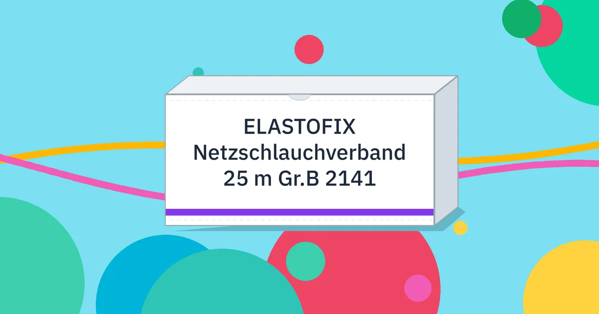 Symbolbild: Packung mit der Aufschrift ELASTOFIX Netzschlauchverband 25 m Gr.B 2141 (PZN 09920624) – Verfügbarkeit und Bezug in Apotheken in Frankfurt am Main