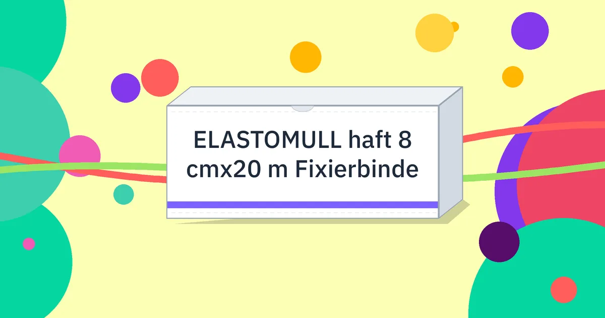 Symbolbild: Packung mit der Aufschrift ELASTOMULL haft 8 cmx20 m Fixierbinde (PZN 17451652) – Verfügbarkeit und Bezug in Apotheken in Frankfurt am Main