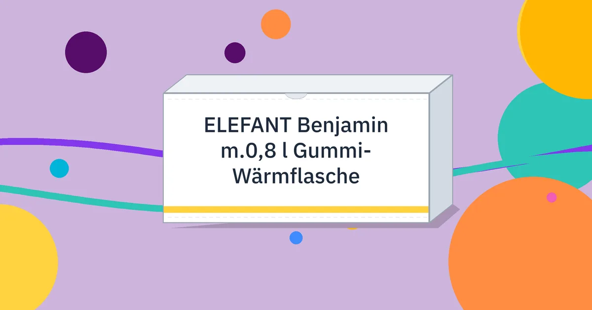 Symbolbild: Packung mit der Aufschrift ELEFANT Benjamin m.0,8 l Gummi-Wärmflasche (PZN 17537715) – Verfügbarkeit und Bezug in Apotheken in Frankfurt am Main