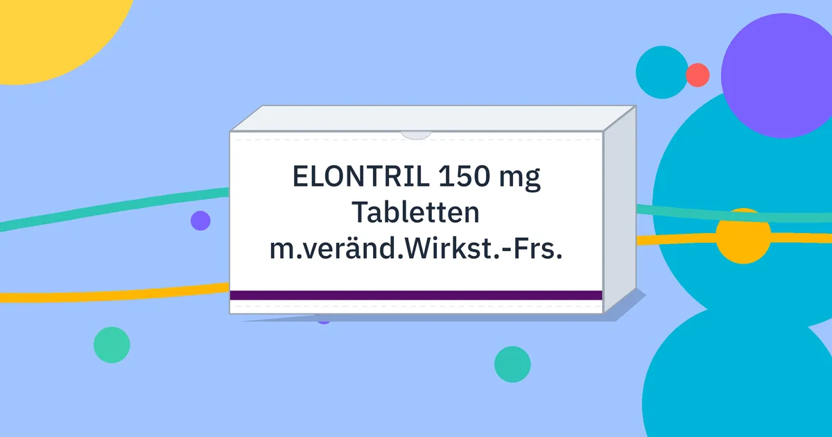 Symbolbild: Packung mit der Aufschrift ELONTRIL 150 mg Tabletten m.veränd.Wirkst.-Frs. (PZN 19837485) – Verfügbarkeit und Bezug in Apotheken in Frankfurt am Main