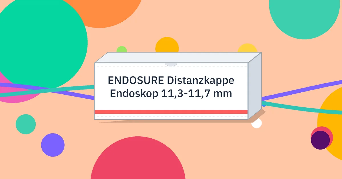 Symbolbild: Packung mit der Aufschrift ENDOSURE Distanzkappe Endoskop 11,3-11,7 mm (PZN 20539356) – Verfügbarkeit und Bezug in Apotheken in Frankfurt am Main
