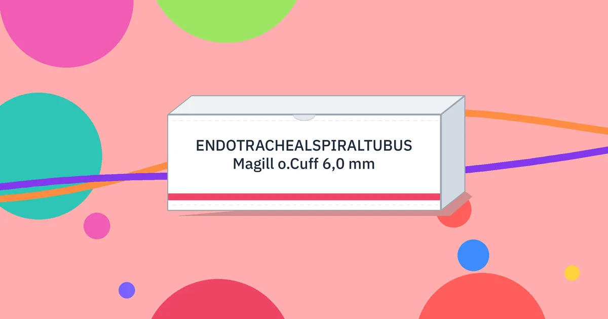 Symbolbild: Packung mit der Aufschrift ENDOTRACHEALSPIRALTUBUS Magill o.Cuff 6,0 mm (PZN 06497504) – Verfügbarkeit und Bezug in Apotheken in Frankfurt am Main