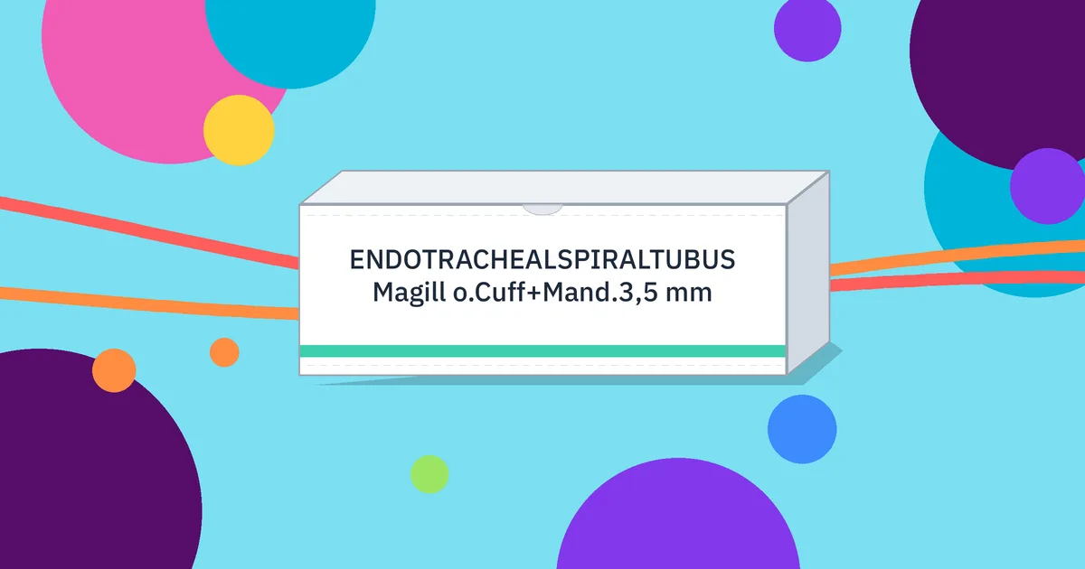 Symbolbild: Packung mit der Aufschrift ENDOTRACHEALSPIRALTUBUS Magill o.Cuff+Mand.3,5 mm (PZN 07681575) – Verfügbarkeit und Bezug in Apotheken in Frankfurt am Main