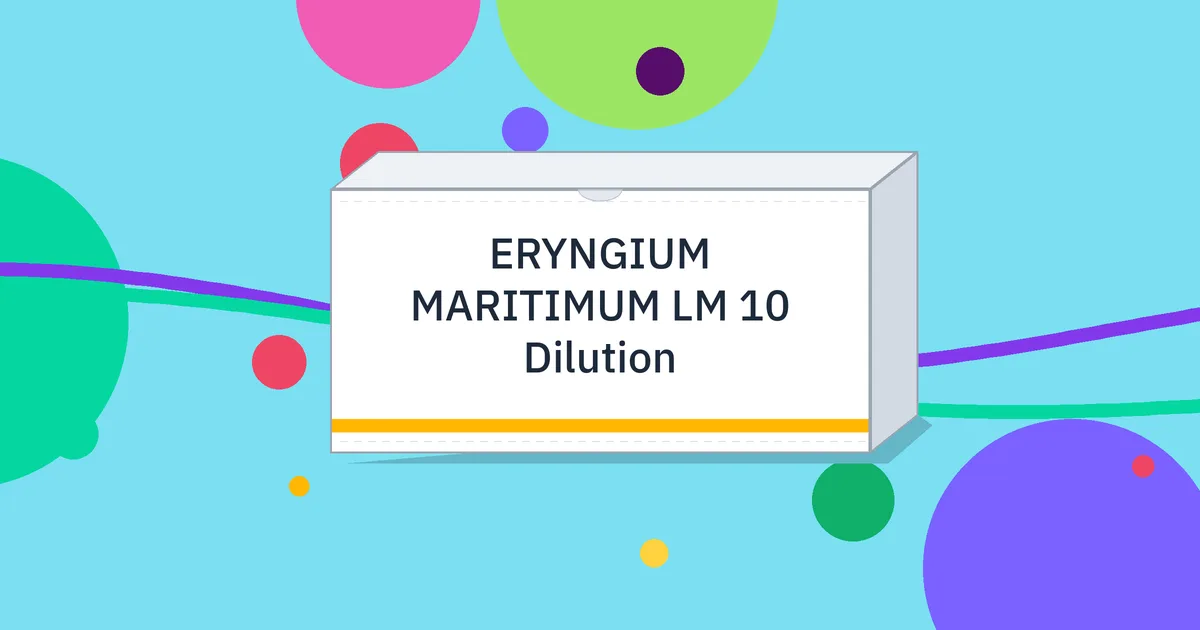Symbolbild: Packung mit der Aufschrift ERYNGIUM MARITIMUM LM 10 Dilution (PZN 13478996) – Verfügbarkeit und Bezug in Apotheken in Frankfurt am Main