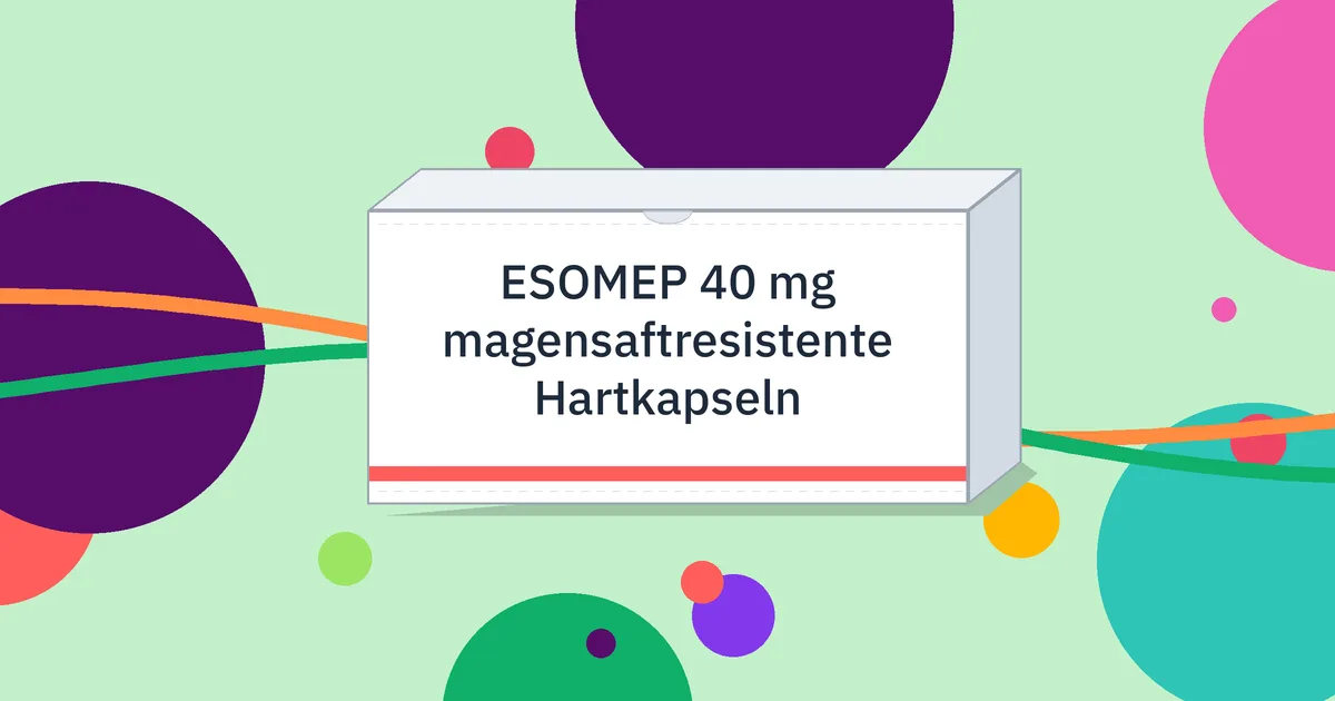 Symbolbild: Packung mit der Aufschrift ESOMEP 40 mg magensaftresistente Hartkapseln (PZN 18449002) – Verfügbarkeit und Bezug in Apotheken in Frankfurt am Main