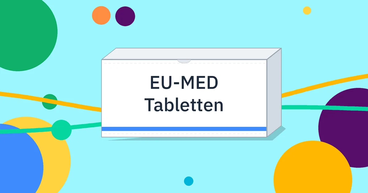 Symbolbild: Packung mit der Aufschrift EU-MED Tabletten (PZN 16020878) – Verfügbarkeit und Bezug in Apotheken in Frankfurt am Main