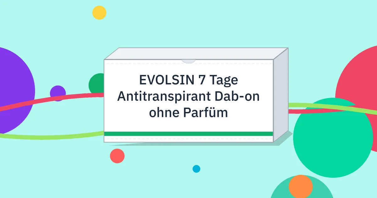 Symbolbild: Packung mit der Aufschrift EVOLSIN 7 Tage Antitranspirant Dab-on ohne Parfüm (PZN 20386332) – Verfügbarkeit und Bezug in Apotheken in Frankfurt am Main