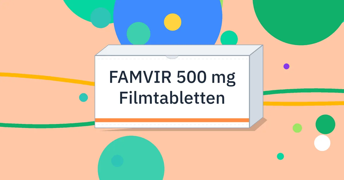 Symbolbild: Packung mit der Aufschrift FAMVIR 500 mg Filmtabletten (PZN 15579158) – Verfügbarkeit und Bezug in Apotheken in Frankfurt am Main