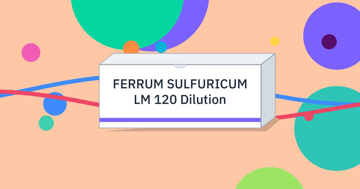 Symbolbild: Packung mit der Aufschrift FERRUM SULFURICUM LM 120 Dilution (PZN 12853819) – Verfügbarkeit und Bezug in Apotheken in Frankfurt am Main
