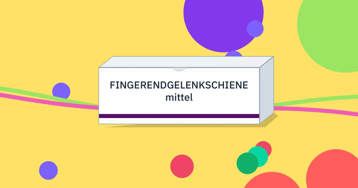 Symbolbild: Packung mit der Aufschrift FINGERENDGELENKSCHIENE mittel (PZN 02639137) – Verfügbarkeit und Bezug in Apotheken in Frankfurt am Main