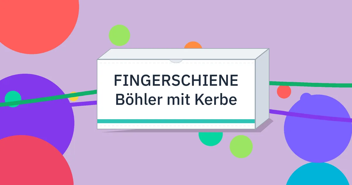 Symbolbild: Packung mit der Aufschrift FINGERSCHIENE Böhler mit Kerbe (PZN 19291922) – Verfügbarkeit und Bezug in Apotheken in Frankfurt am Main