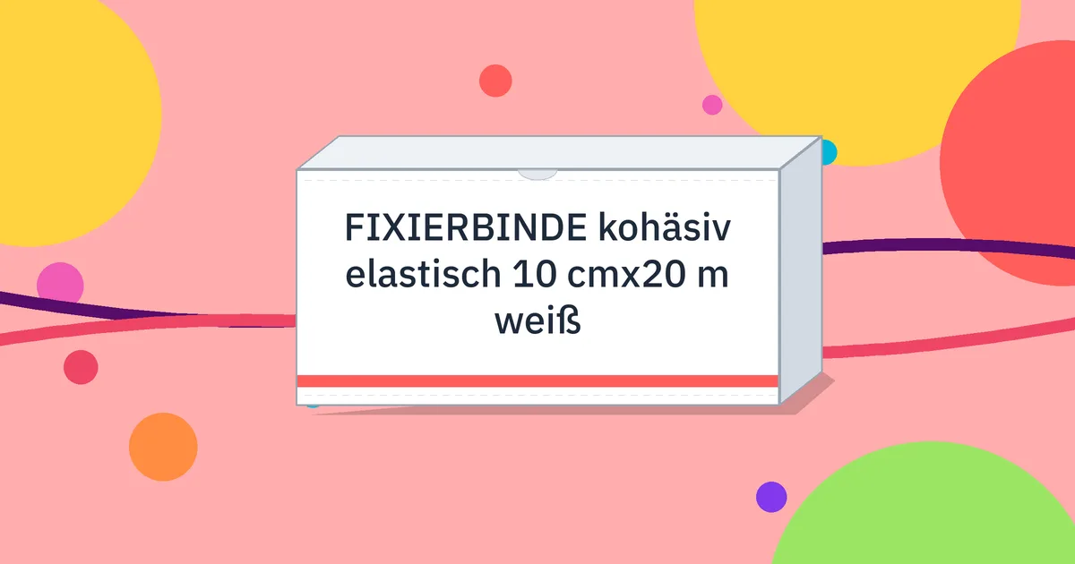 Symbolbild: Packung mit der Aufschrift FIXIERBINDE kohäsiv elastisch 10 cmx20 m weiß (PZN 04807159) – Verfügbarkeit und Bezug in Apotheken in Frankfurt am Main