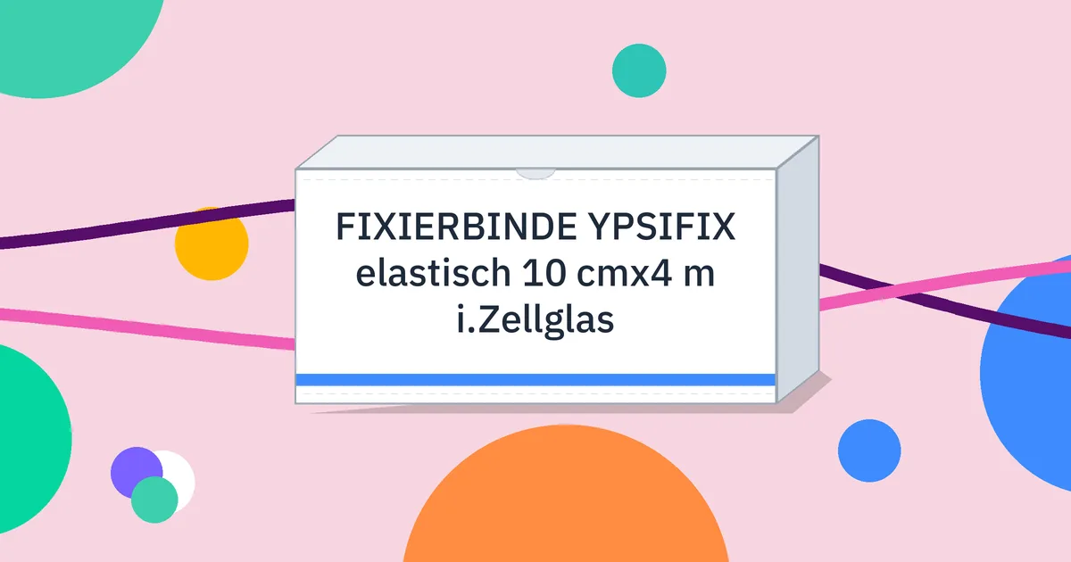 Symbolbild: Packung mit der Aufschrift FIXIERBINDE YPSIFIX elastisch 10 cmx4 m i.Zellglas (PZN 02768461) – Verfügbarkeit und Bezug in Apotheken in Frankfurt am Main