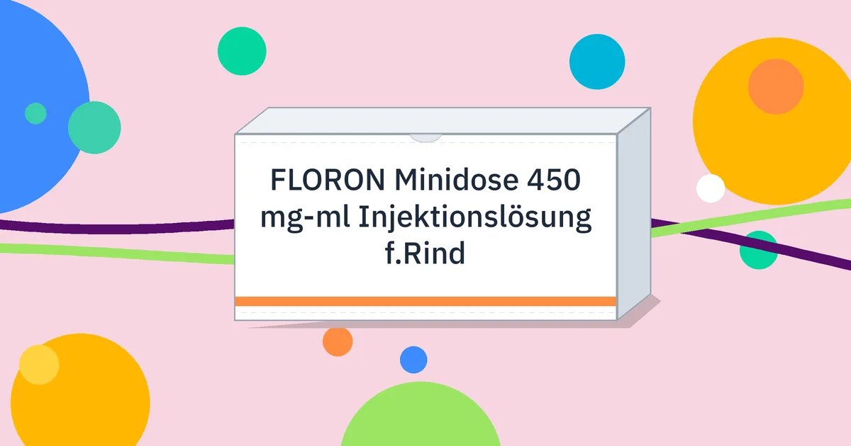 Symbolbild: Packung mit der Aufschrift FLORON Minidose 450 mg-ml Injektionslösung f.Rind (PZN 10228939) – Verfügbarkeit und Bezug in Apotheken in Frankfurt am Main