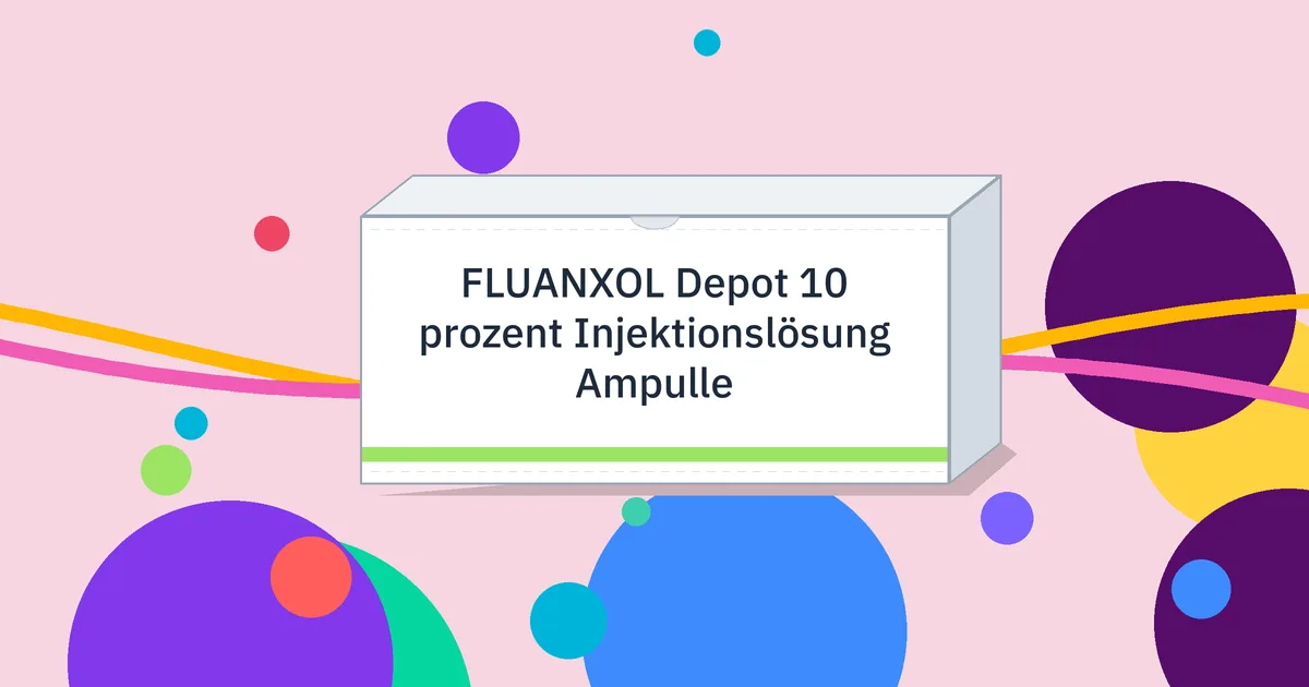 Symbolbild: Packung mit der Aufschrift FLUANXOL Depot 10 prozent Injektionslösung Ampulle (PZN 04165206) – Verfügbarkeit und Bezug in Apotheken in Frankfurt am Main