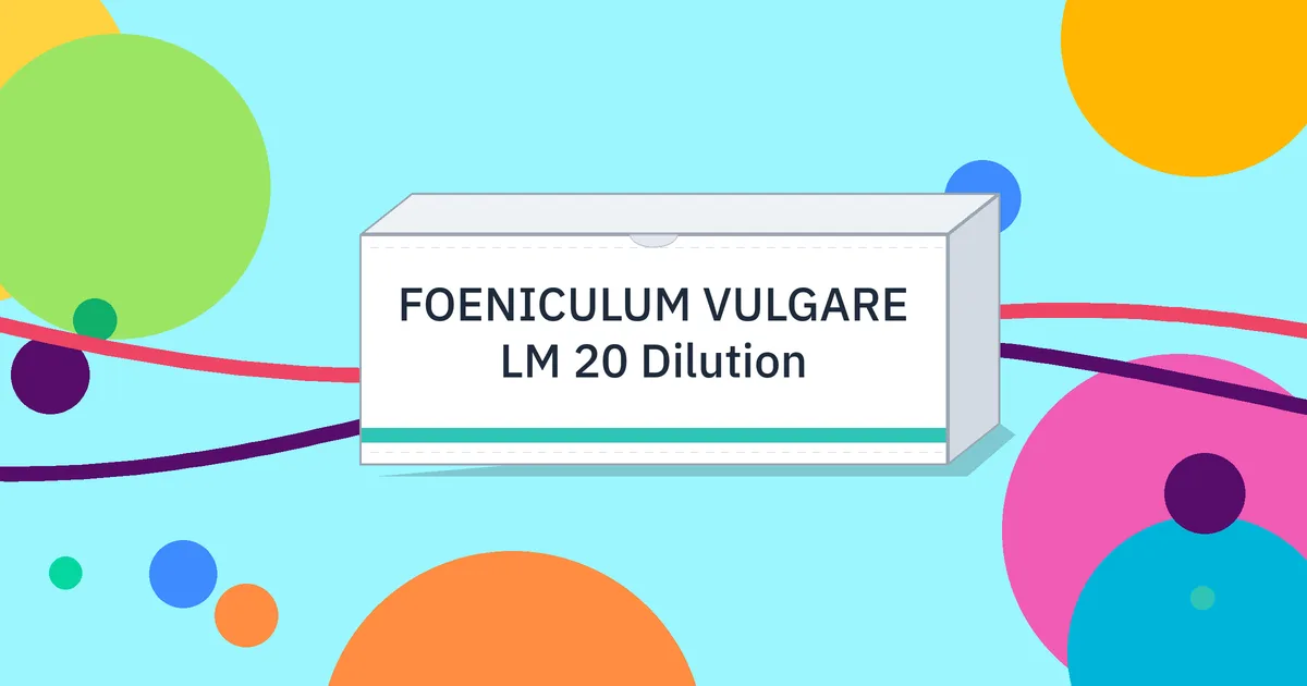 Symbolbild: Packung mit der Aufschrift FOENICULUM VULGARE LM 20 Dilution (PZN 13489818) – Verfügbarkeit und Bezug in Apotheken in Frankfurt am Main