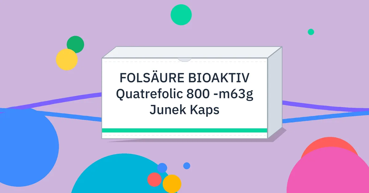 Symbolbild: Packung mit der Aufschrift FOLSÄURE BIOAKTIV Quatrefolic 800 -m63g Junek Kaps (PZN 18311002) – Verfügbarkeit und Bezug in Apotheken in Frankfurt am Main