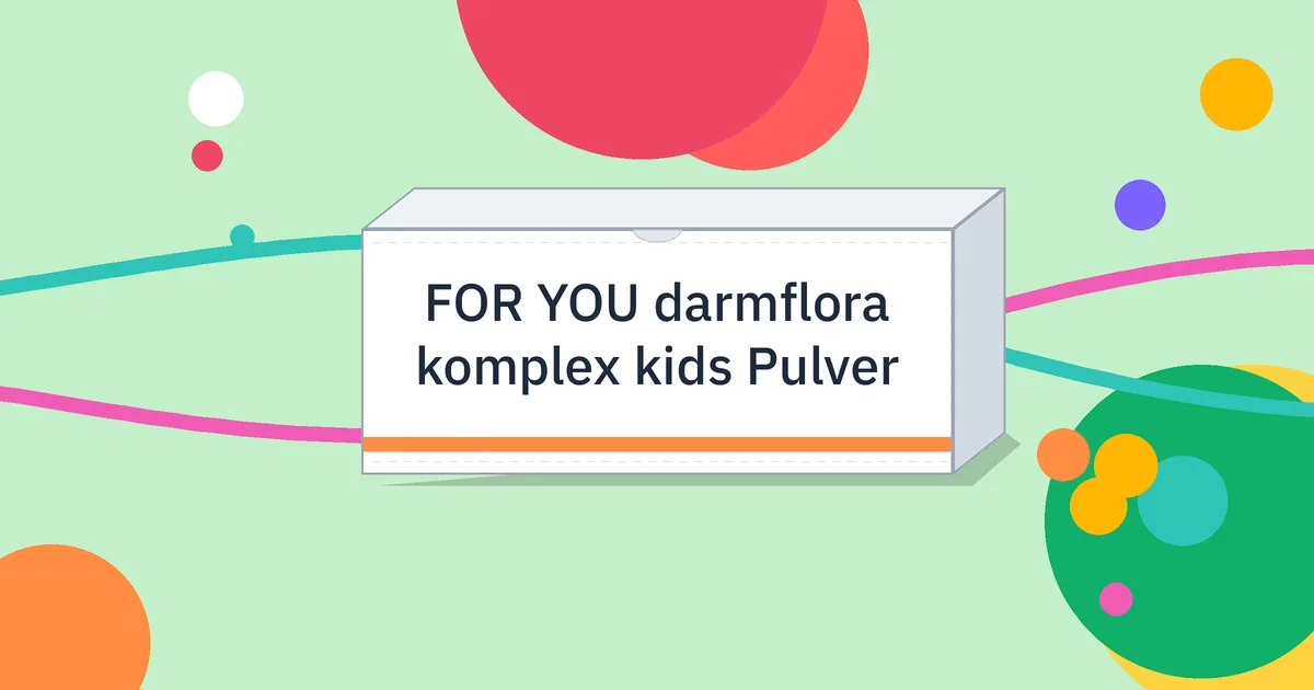 Symbolbild: Packung mit der Aufschrift FOR YOU darmflora komplex kids Pulver (PZN 18045428) – Verfügbarkeit und Bezug in Apotheken in Frankfurt am Main