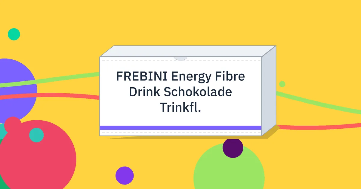 Symbolbild: Packung mit der Aufschrift FREBINI Energy Fibre Drink Schokolade Trinkfl. (PZN 14359963) – Verfügbarkeit und Bezug in Apotheken in Frankfurt am Main
