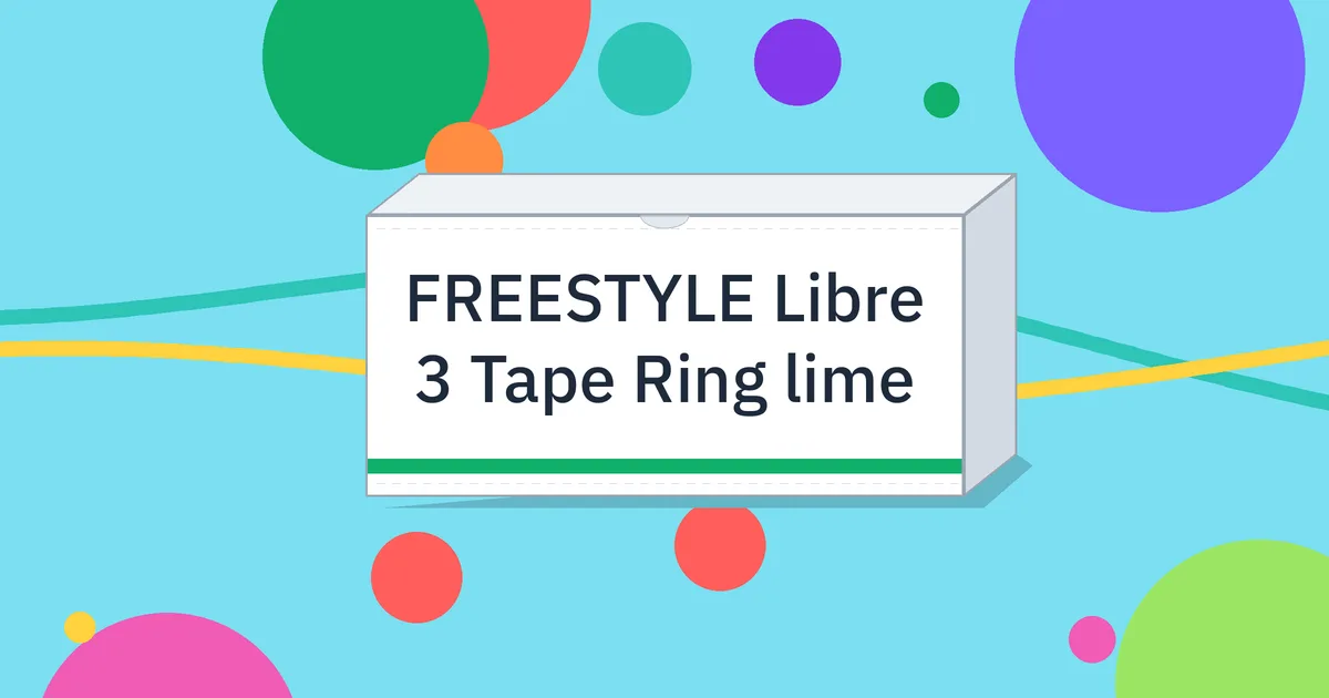 Symbolbild: Packung mit der Aufschrift FREESTYLE Libre 3 Tape Ring lime (PZN 18178419) – Verfügbarkeit und Bezug in Apotheken in Frankfurt am Main