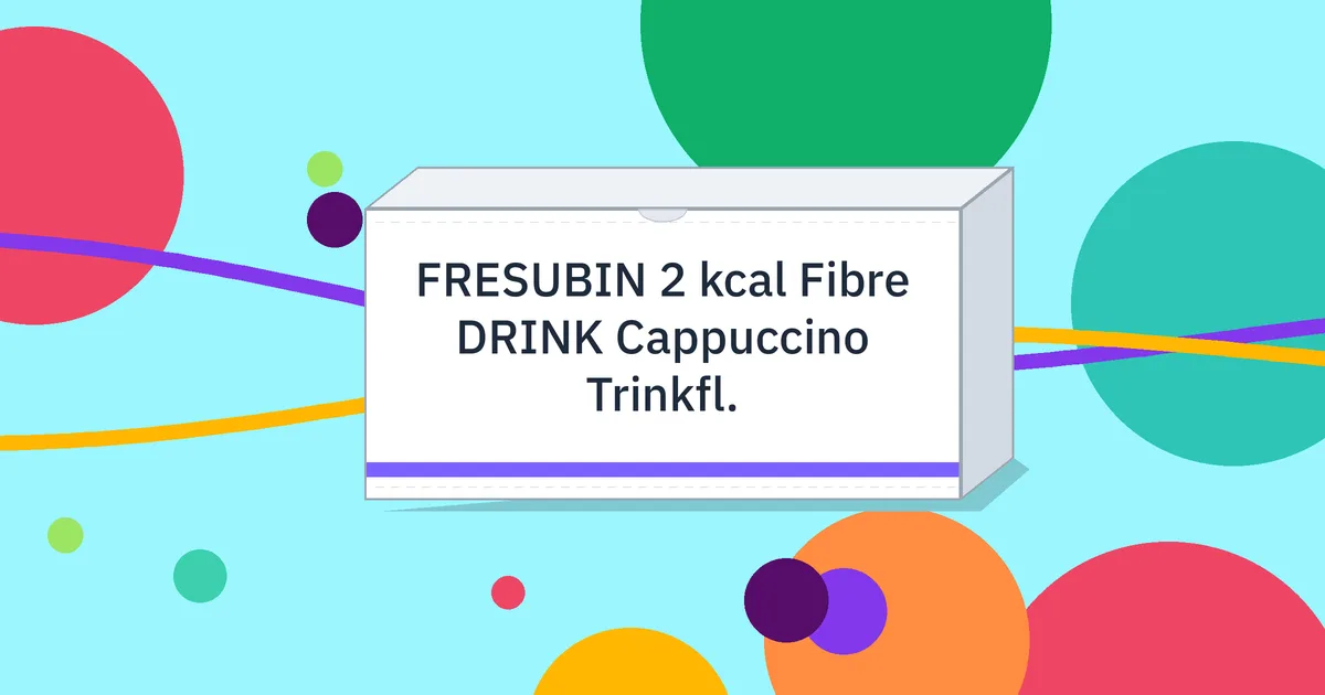 Symbolbild: Packung mit der Aufschrift FRESUBIN 2 kcal Fibre DRINK Cappuccino Trinkfl. (PZN 20322125) – Verfügbarkeit und Bezug in Apotheken in Frankfurt am Main