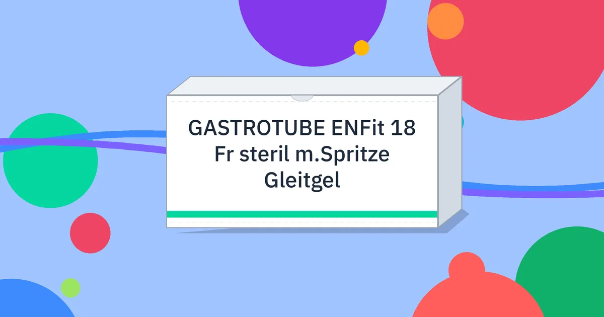 Symbolbild: Packung mit der Aufschrift GASTROTUBE ENFit 18 Fr steril m.Spritze Gleitgel (PZN 16614626) – Verfügbarkeit und Bezug in Apotheken in Frankfurt am Main